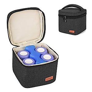 CURMIO Breastmilk Storage Bag for 4 Bottles up to 5 Oz, Insulated Mini Cooler Bag for Baby Bottles, Bottle Warmer On the Go for Daycare, Bag Only, Black