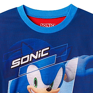 Sonic The Hedgehog Boys Pajamas for Kids 4 Piece Sleepwear Sets for Boys Pajama Bottoms and Sleep Shirts Red-blue