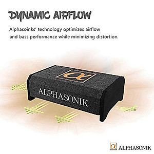 Alphasonik AS10DF 10" 1200 Watts 4-Ohm Down Fire Shallow Mount Flat Enclosed Sub woofer for Tight Spaces in Cars and Trucks, Slim Thin Loaded Subwoofer Air Tight Sealed Bass Enclosure