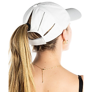 Funky Junque Sunshine Messy Bun High Ponytail Hat - White