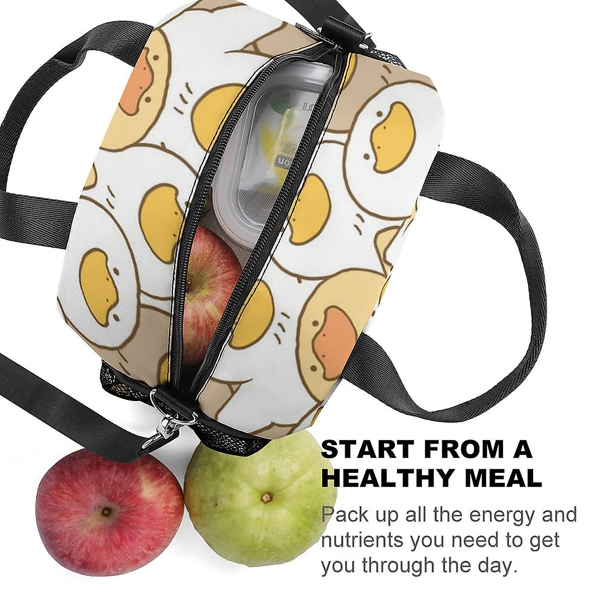 Cute Cartoon Duck Lunch Bag for Women Men, Portable Insulated Lunch Box, Lunch Tote Bag for Work Outdoor