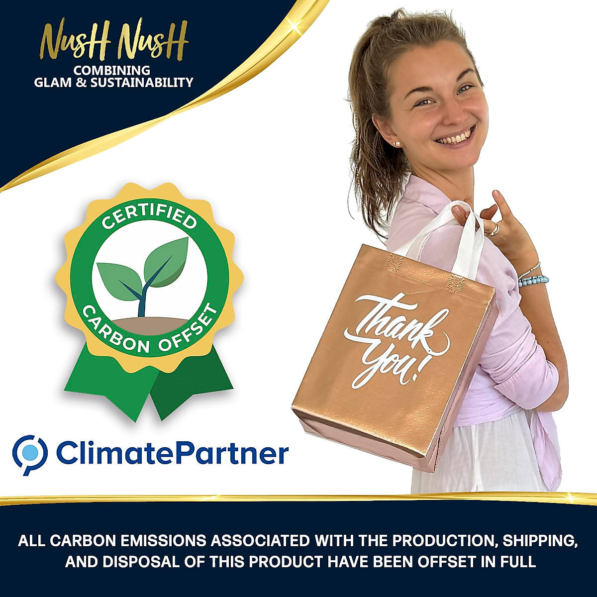 Nush Nush Thank You Gift Bags Bulk Medium – Set of 12 Reusable Thank You Bags From Six Vibrant Colors With a Premium Finish - Perfect As Goodie Bags, Birthday Bags, Party Favor Bags – 8x4x10 Size