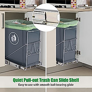 WHITE TIGER Pull Out Trash Can Under Cabinet Slide Out Shelf, Under Sink Garbage Trash Can Sliding Shelf Organizer for Kitchen Cabinet/Sink Cabinet /Laundry Hamper Cabinet (Trash Can Not Included)
