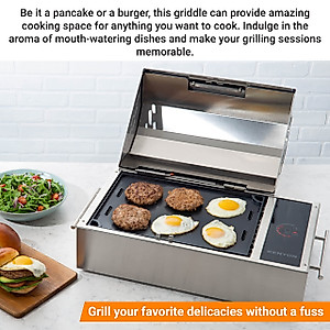 Kenyon Double Coated Non-Stick Griddle For Electric Grill, Cast Aluminum Griddle With Flat Surface, Patented Designed Specifically For Kenyon Grills, PTFE And BPA Free, Dishwasher Safe, Black