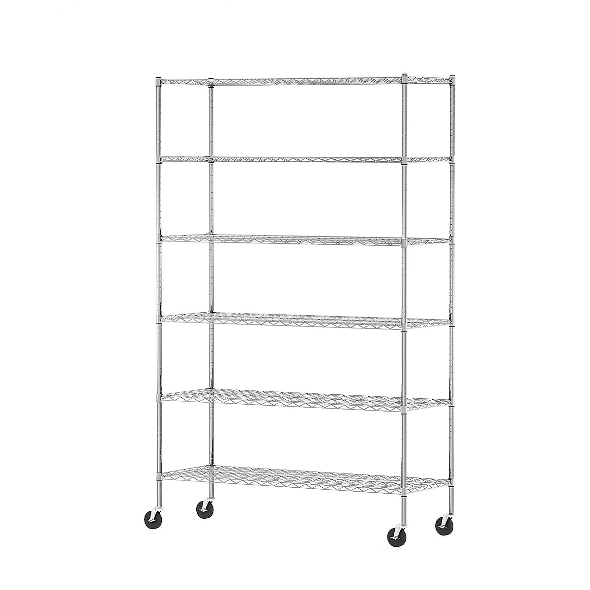 Furinno Wayar Metal Storage Shelf Rack, 6 Tiers, 48-Inch, Stainless Steel
