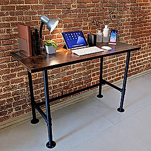 Industrial Pipe Desk Work From Home Set Up, Rustic Industrial Desk Home, Rustic Pipe Table With Industrial Pipe Desk, Industrial Computer Desk Workstation Metal Industrial Desk Style Modern Study Desk