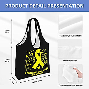 Childhood Cancer Awareness Canvas Shoulder Tote Bags Reusable Handbags Shopping Bag For Daily Women Or Men