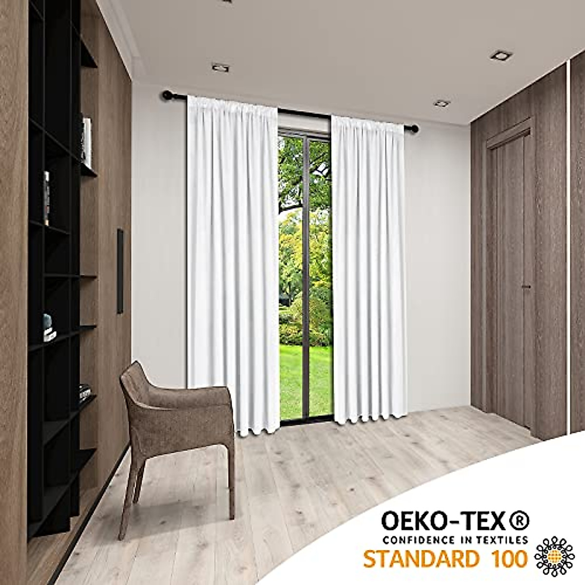 SNITIE White 84 in Long Velvet Curtains with Back Tab and Rod Pocket Thermal Insulated Soft Privacy Light Filtering Velvet Drapes for Bedroom and Living Room, Set of 2 Panels, 52 x 84 Inches Long