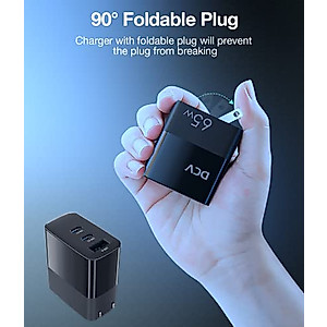 DCV USB C Charger 65W, LED Real Time Power Display GaN PD QC 3.0 Fast Charging Block Wall Charger Compatible for MacBook Pro/Air, Laptops, iPad Pro, iPhone 14 Pro Max 13 12 11, Galaxy S22 S21 Note 20