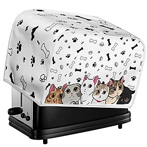 Baxinh Cat Paw Print Bread Maker Cover Toaster Oven Cover, Dustproof Toaster Cover Fits for Most Standard 2 Slice Bread Machine, Small Kitchen Appliance