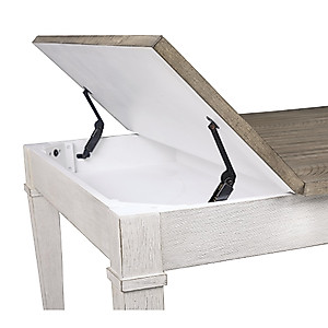 Signature Design by Ashley Skempton Farmhouse Rectangular Dining Room Table with Storage, White & Light Brown