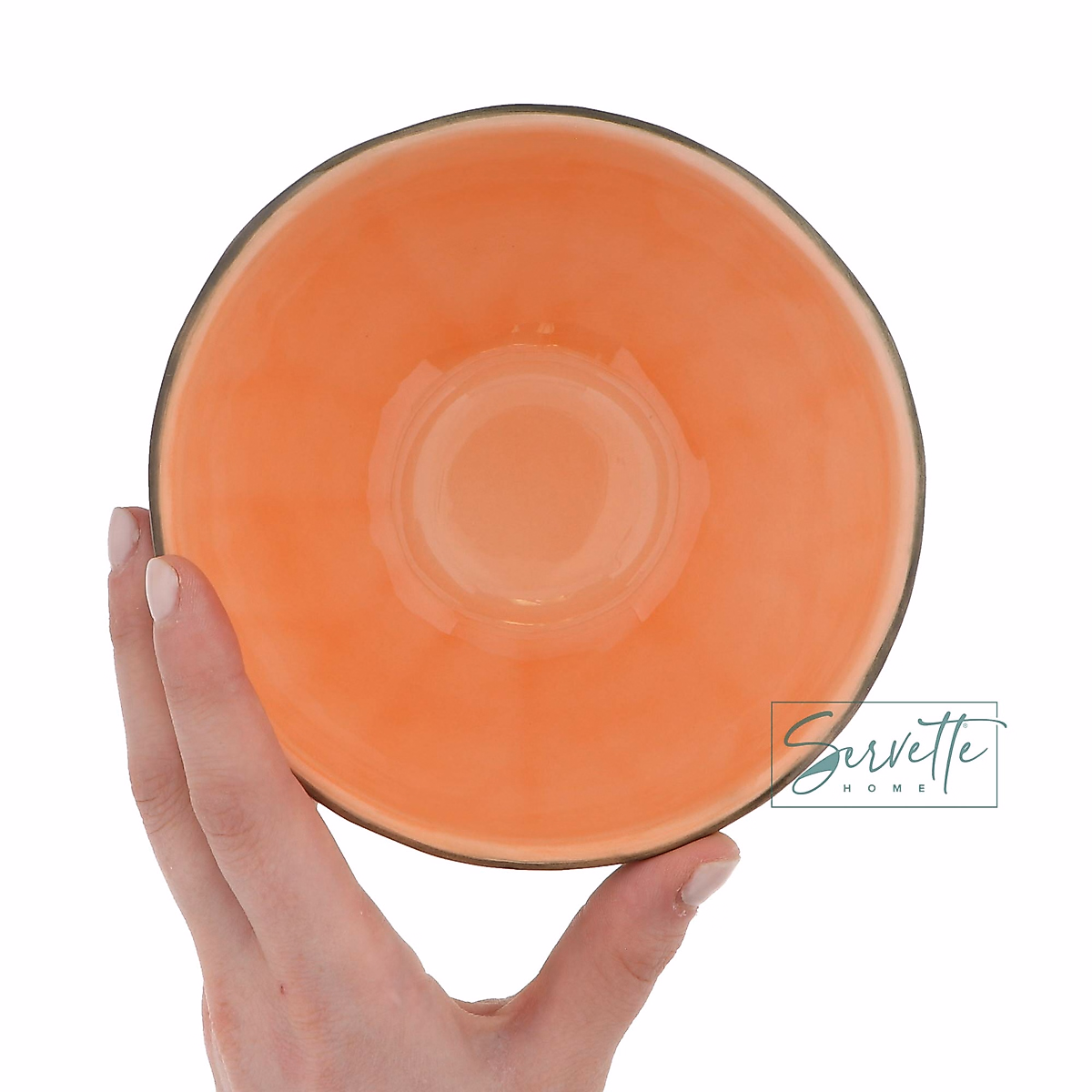 12 Ounce Breakfast Bowl - Ceramic Bowl For Cereal, Yogurt, Fruit, Soup, or Dessert - Cantaloupe - Set of 3