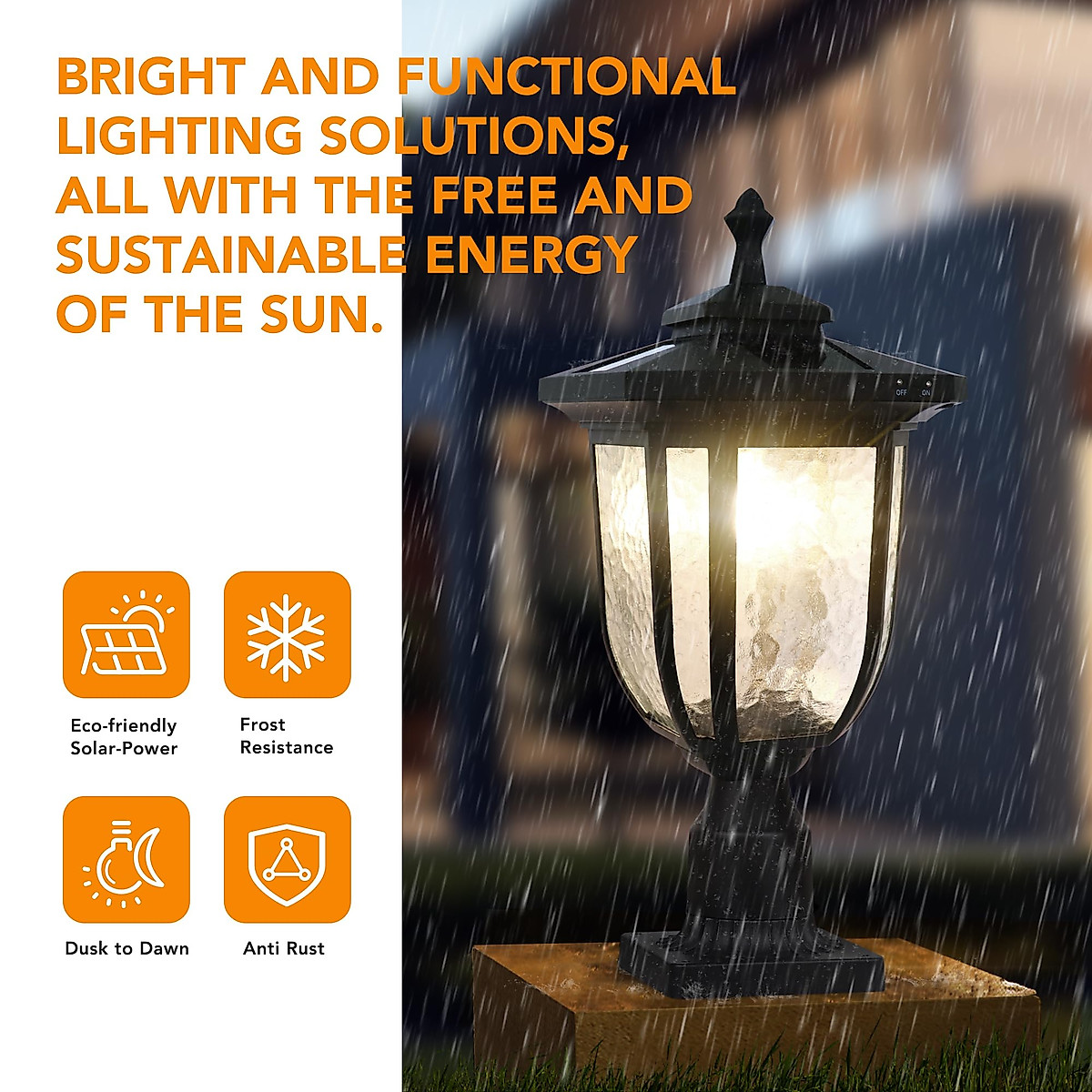 KMC KMC IGHTING ST4322Q Solar Lamp Post Lights Solar Post Lights Post Solar Lights 120 Lumen Die-Casting Aluminum with 3-Inch Fitter Base Black Pier Mount for Outdoor Garden Post Pole Landscape Yard