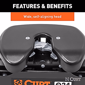 CURT 16095 Q24 5th Wheel Hitch, 24,000 lbs, Select Chevrolet Silverado, GMC Sierra 2500, 3500 HD, 8-Foot Bed Puck System