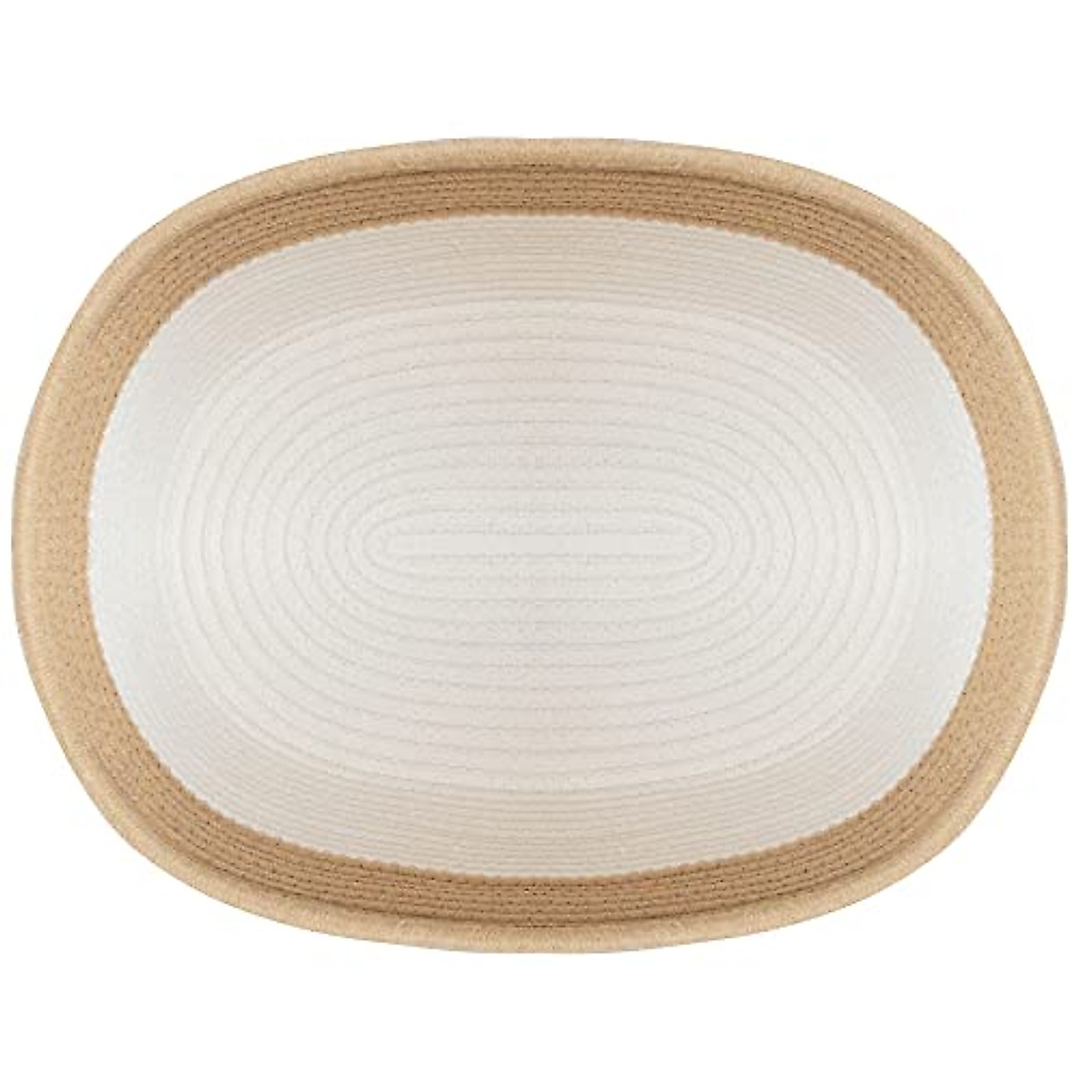 Dougeen Woven Rope Baskets for Storage Organization,Small Rope Baskets for Shelves,Cute Basket for Cube Storage,Woven Rope Basket for Nursery Toy Organizing,Bookcase Rope Basket,Oval Brown&white Set 3