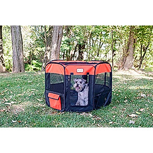 Armarkat Model PP002R-XL Portable Pet Playpen in Black and Red Combo, XL
