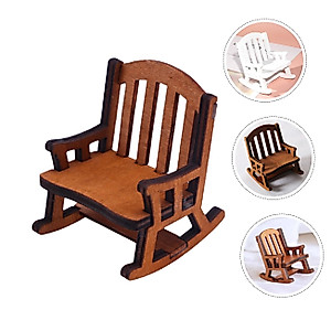 KONTONTY 2pcs Dollhouse Rocking Chair Living Room Chair Dollhouse Model Chairs Dolls Rocking Scene Mini Rocking Chair Fairy Garden Chair Doll House Rocking Chairs Retro Decor Birch Coffee