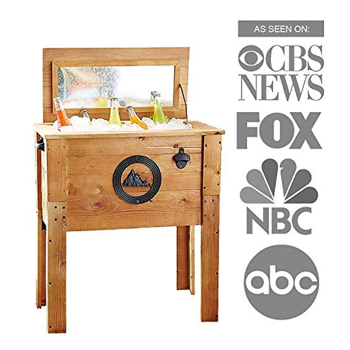 Rustic Outdoor Beverage Cooler for Patio - 45 Qt. - Rustic Brown - Backyard Expressions