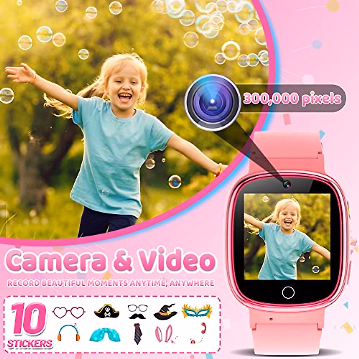 Waterproof Smart Watch for Kids 3-10 Years Old with 1.44'' Touch Screen 24 Puzzle Games 10 Audio Books Camera Music Video Player 13 Alarm Clocks Pedometer Flashlight Birthday Gift for Boys Girls