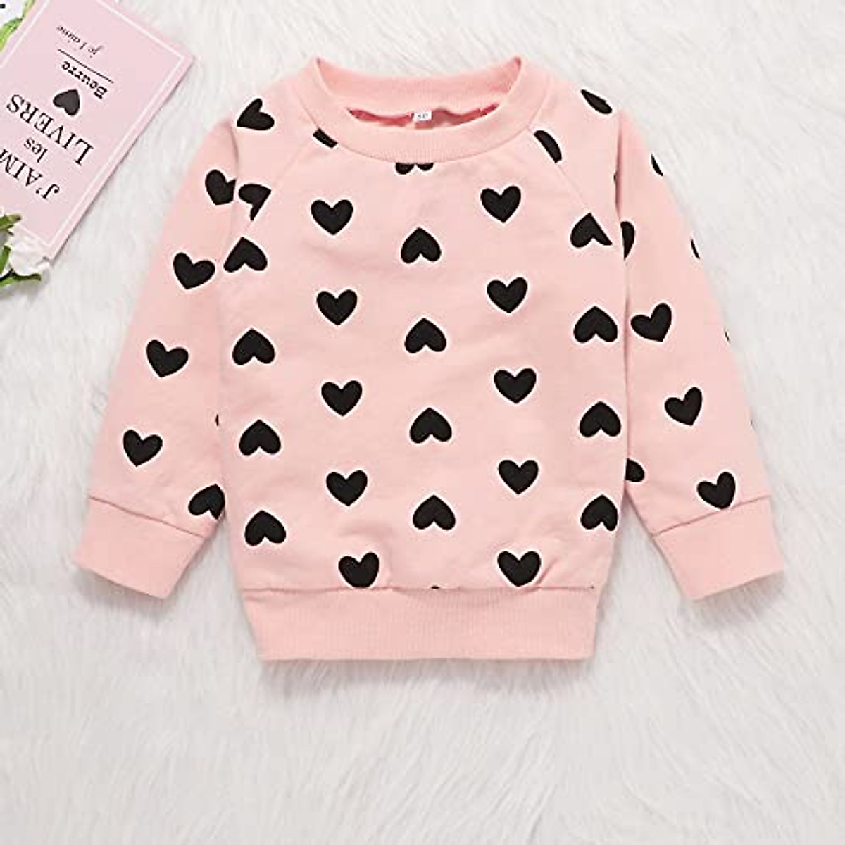 Dimoybabe Baby Girl Clothes Toddler Fall Winter Outfits Set Long Sleeve Ruffle Shirts Tops + Pant + Headband 3pcs 0-6 Months, Pink, Black