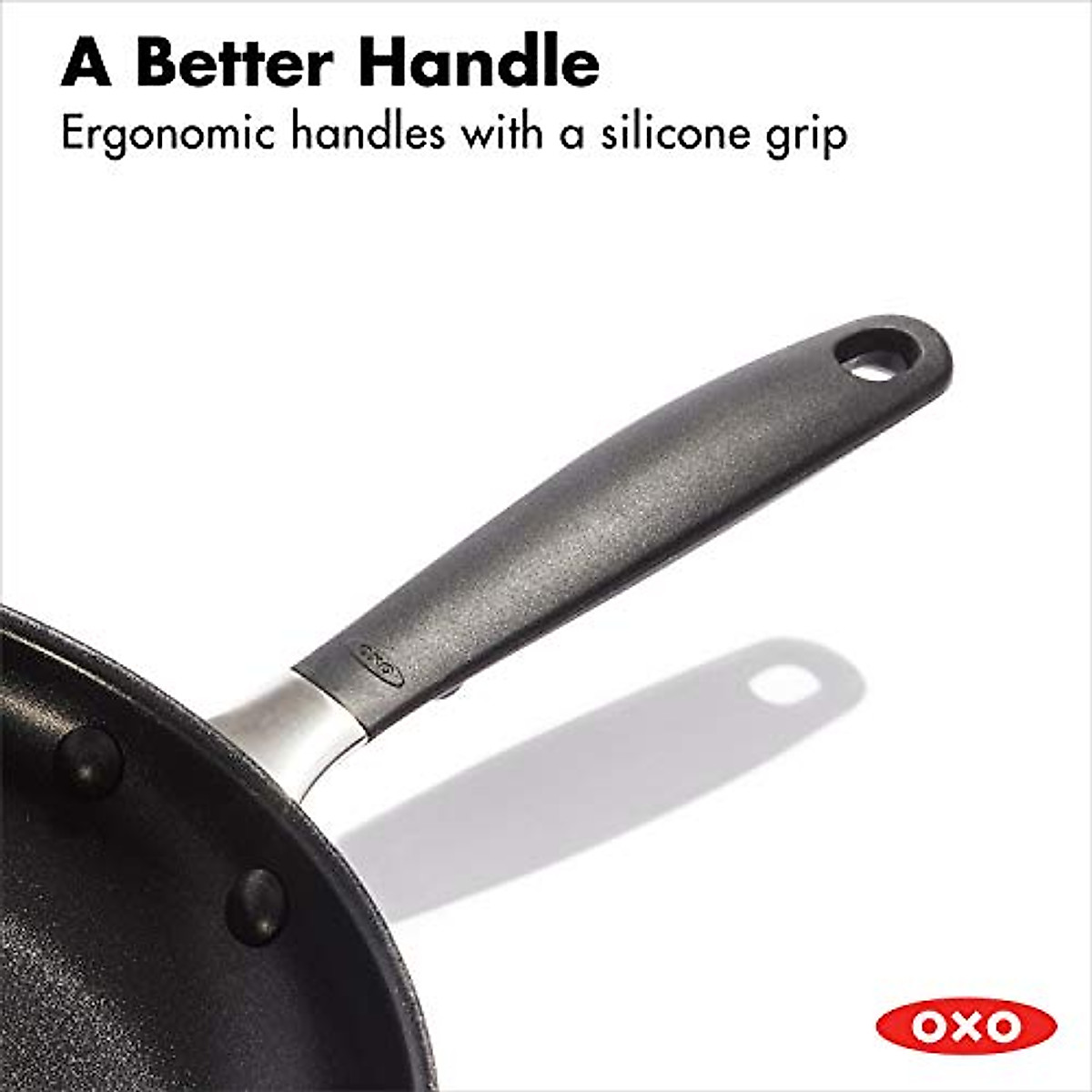 OXO Good Grips 10" Frying Pan Skillet, 3-Layered German Engineered Nonstick Coating, Stainless Steel Handle with Nonslip Silicone, Black