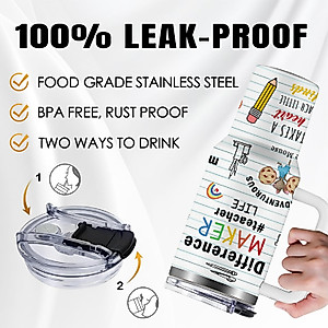 NIAXAUYT Teacher Appreciation Gifts - Birthday Gifts for Teachers Tumbler 40oz - Best Teachers Gift for Teacher Week, Graduation, Back to School, Christmas