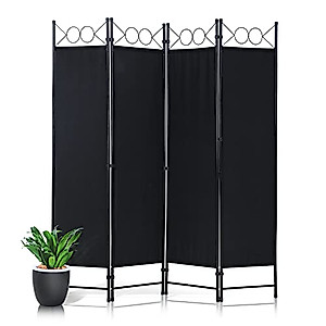 Room Divider,Folding Privacy Screen 4 Panels Portable Wall Divider Partition Room Dividers for Home Office Room Separation,Black