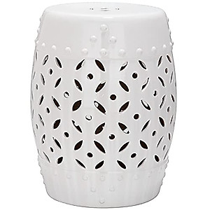 Safavieh Lattice Coin Ceramic Decorative Garden Stool, White