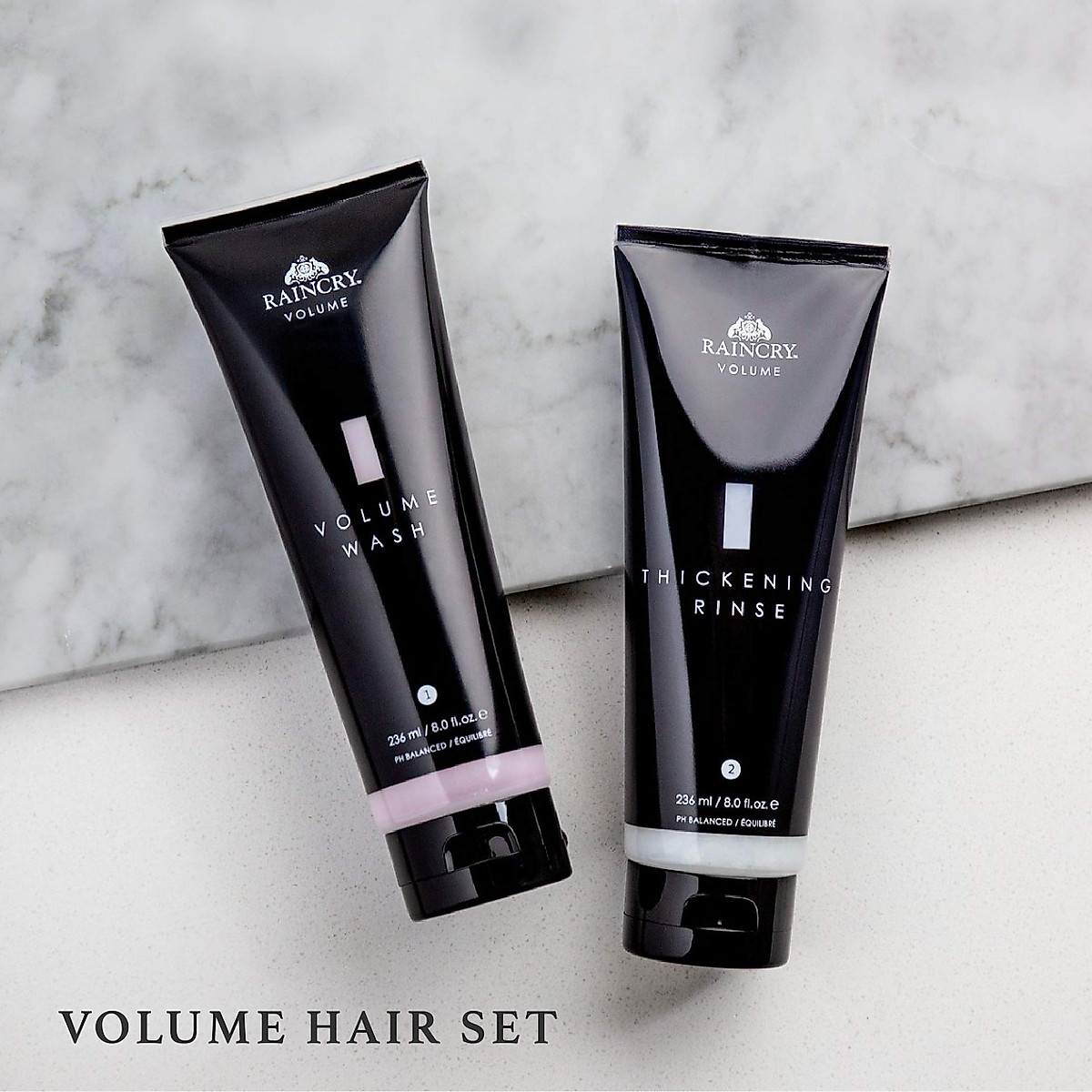 RAINCRY Volume Shampoo & Conditioner Bundle Set - 236mL - For Fine to Normal Hair - Free From Parabens, Sulfates, and Phthalates - Natural, Professional Hair Product