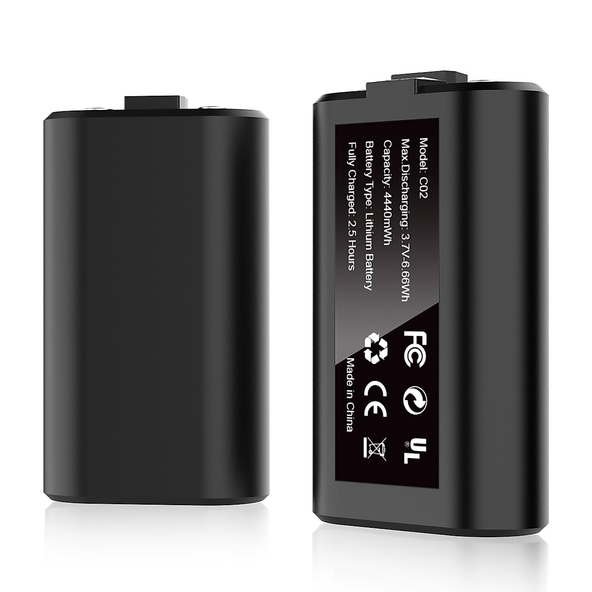 Rechargeable Battery Pack for X-box Series X|S/ One, 2 Pack 4440mWh 3.7V Battery Pack for X-box One/One S/One X/One Elite All X-box Controllers Supports Use While Charging (Includes 2 Batteries Only)