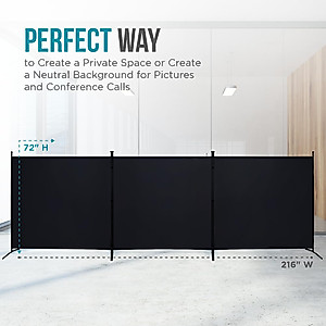 Steel-AID Triple-Panel Privacy Room Divider – Folding Partition Privacy Screen for Office, Classroom, Dorm Room, Kids Room, Studio, Conference - 216" x 72" - Easy to Assemble, Freestanding & Foldable