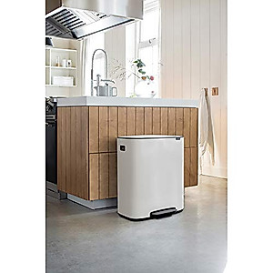 Brabantia Bo Step On Pedal Trash Can, 1 Inner Bucket (16 Gal), White