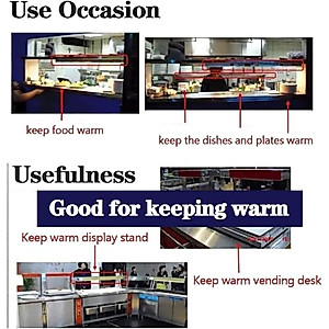 Kitchen Heat Lamp for Food, Commercial Food Warmer, Hanging Food Heat Lamp, Adjustable Temperature 30-85℃, Keep Food and Dishes Warm(120x15x6.5cm)