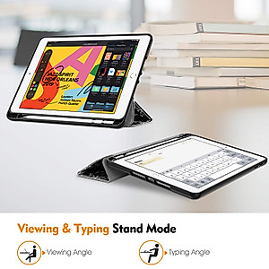 Fintie SlimShell Case for iPad 9th / 8th / 7th Generation (2021/2020/2019 Model) 10.2 Inch - [Built-in Pencil Holder] Soft TPU Protective Stand Back Cover, Auto Wake/Sleep, Composition Book Black