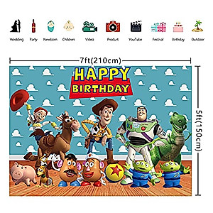 GUOBING Betta Cartoon Happy Birthday Backdrop for Toy Video Theme Party Kids Birthday Cake Table Decoration Backdrop Baby Birthday Banner Photobooth Background 7x5ft