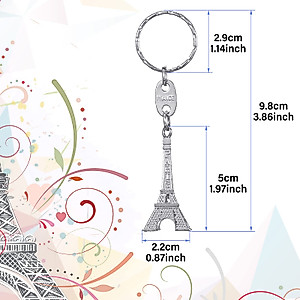 Junkin 30 Pieces Eiffel Tower Keychain Retro Keychain Decorations Purse Charms Statue Model Prom Keychain French Souvenirs (Silver)