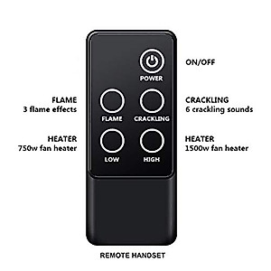 PuraFlame Western Electric Fireplace Insert with Fire Crackling Sound, Remote Control, 750/1500W, Black, 33 5/64 Inches Wide, 21 Inches High