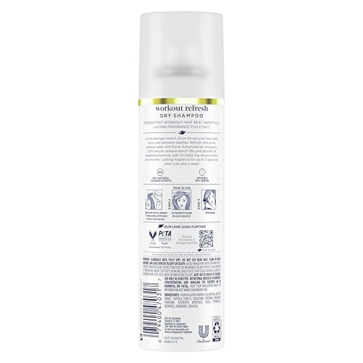 Dove Advanced Dry Shampoo Workout Refresh & Revive Post Workout Hair Without Water Lasting Fragrance for 2 Days 5 oz