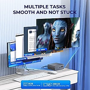 Mini PC Intel 12th Gen N95(up to 3.40Ghz) 8GB DDR4 256GB M.2 SSD Mini Desktop Computer Windows 11 Pro Mini Computers Support 4K Dual Display/BT 4.2/ WiFi 5/USB 3.0/ Auto Power On