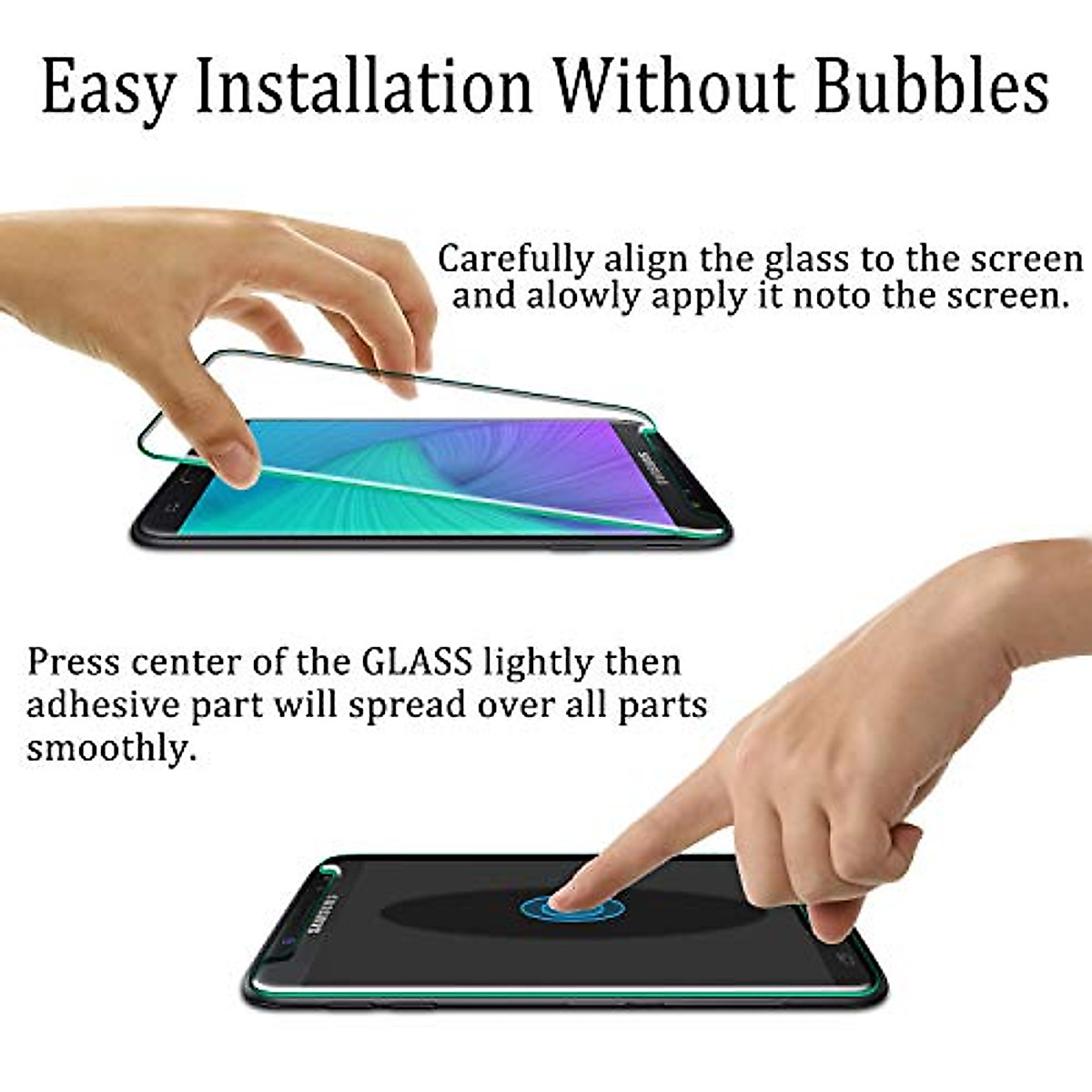 KATIN [2-Pack] For Samsung Galaxy J7 2017, J7 Prime, J7 Perx, J7 Sky Pro, J7 V, J7 Perx Tempered Glass Screen Protector No-Bubble, 9H Hardness, Easy to Install