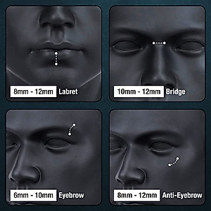 Evonix 2pc 16g Curved Barbell 10mm Crystal Nipple Ring Cartilage Rook Daith Eyebrow Helix Blue Zircona