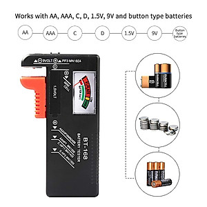 CableVantage Battery Tester, Model BT-168 Battery Checker for AA AAA C D 9V 1.5V Button Cell Batteries (Requires No Battery for Operation)