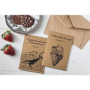 DIVERSEBEE 18 Kraft Inspirational Christian Greeting Cards with Envelopes (6 Unique Designs), Bulk Motivational Bible Verse Quotes, Encouragement Scripture Note Cards Assortment - 4x6 Inches