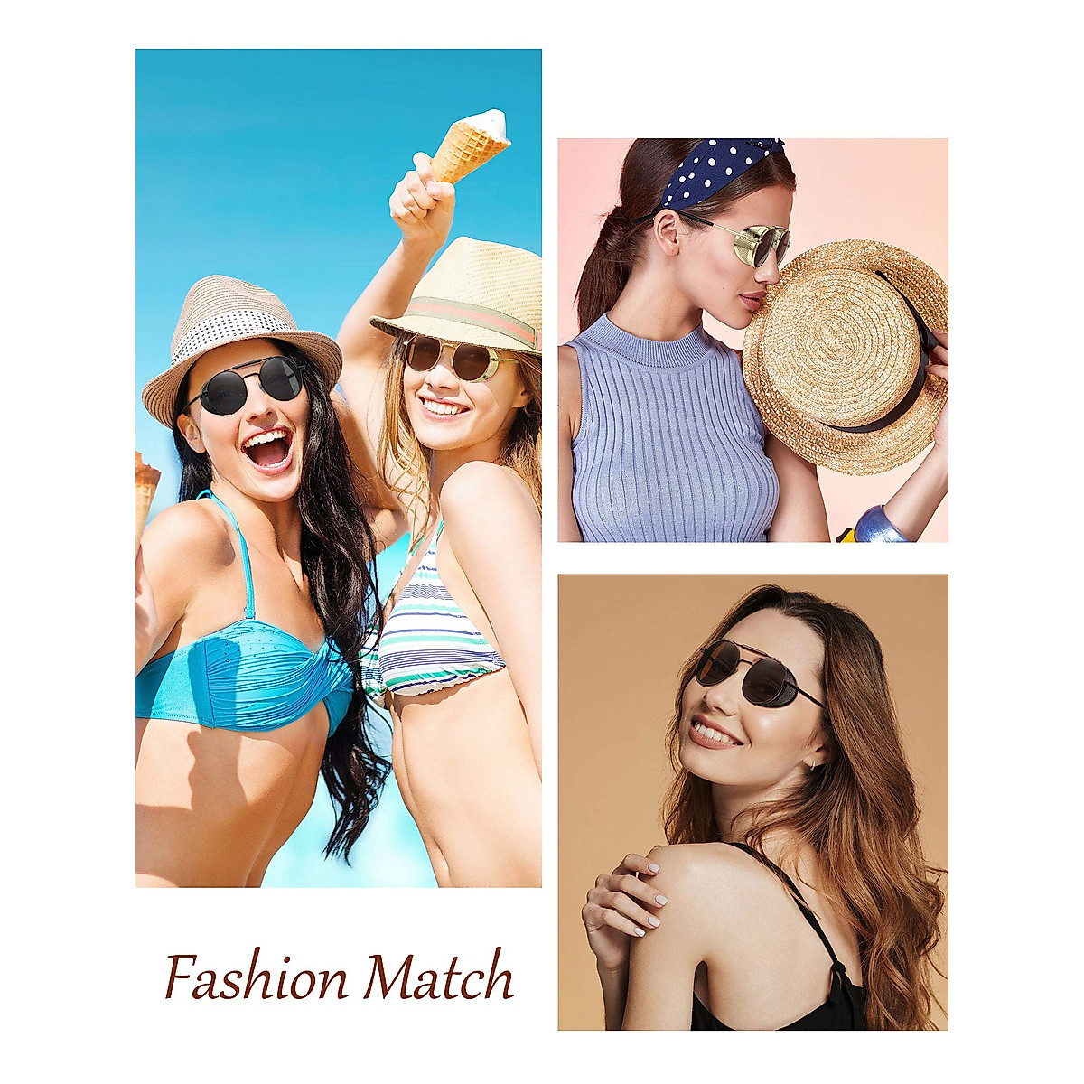 4 Pairs Steampunk Sunglasses Retro Gothic Sunglasses Unisex Vintage Sunglasses (Black Frame Grey Lens, Silver Frame Silver Lens, Gold Frame Brown Lens, Brown Frame Brown Lens)