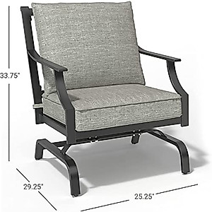 Grand patio 2 PCS Patio Furniture Sets Patio Chair Set Metal K/D Chat Set with Grey Cushions,Matched with Different Types of Tables