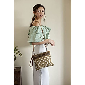 Myra Bag Chocolate Caramel Small & Crossbody Bag Upcycled Canvas, Leather & Rug S-2170