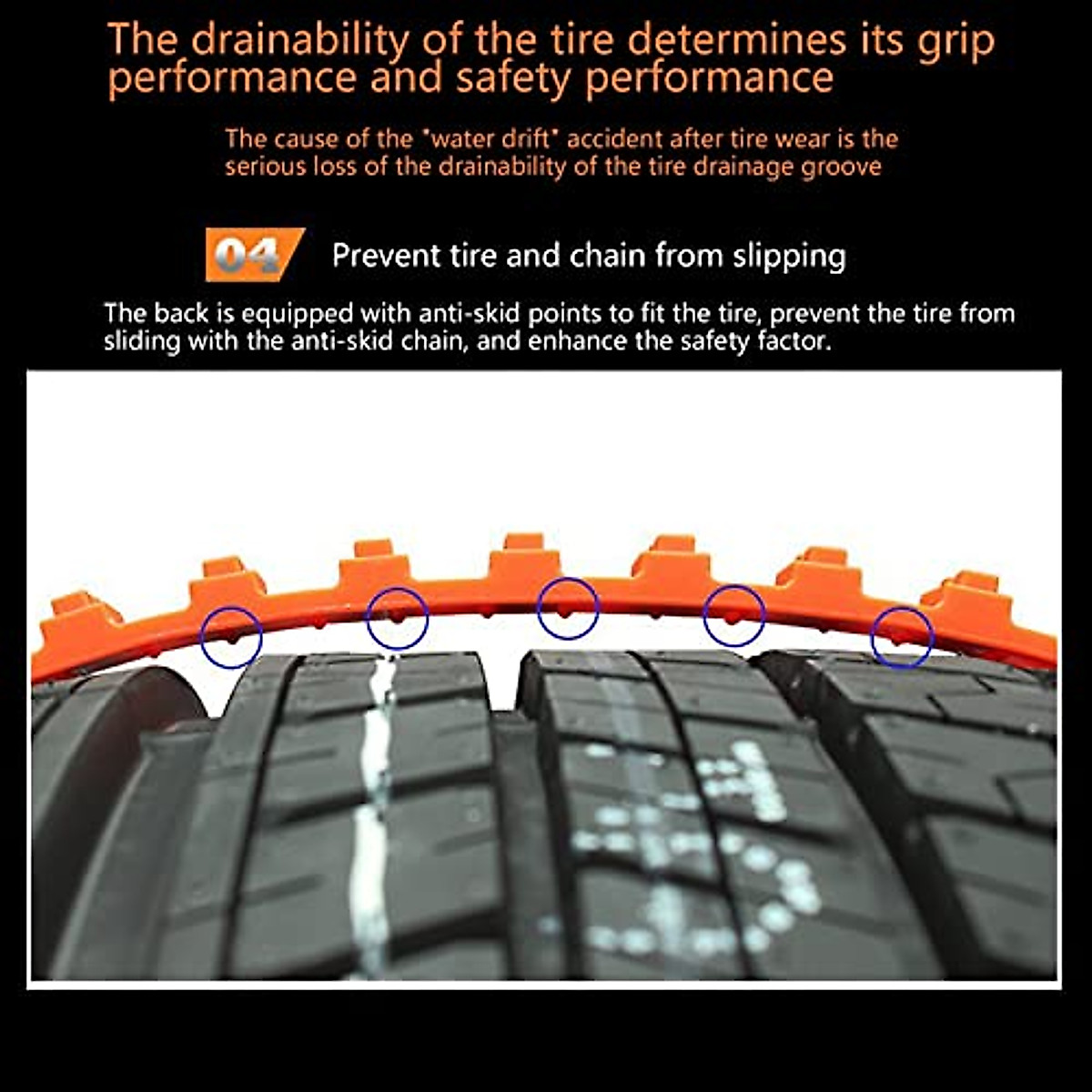 DELURA 10 Pcs Plastic Non-Slip Tire Snow Chain - Universal Snow Chain Mud Chains for SUV Car Pickup Trucks/2200