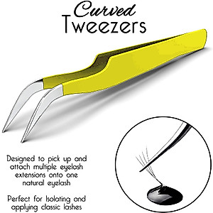SIVOTE Eyelash Extension Tweezers for Classic & Volume Lashes, 2-Pack, Yellow