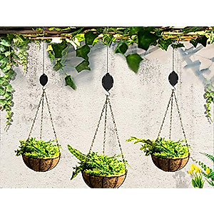 Retractable Plant Wire Pulley, Adjustable Plant Hanger Hook with Locking Mechanism for Hanging Plants, Garden Flower Baskets, Pots and Bird Feeders, Lower and Raise in Different Height, Black (4)