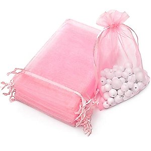 Akstore 100PCS 4x6inch (10x15cm) Drawstring Organza Jewelry Favor Pouches Wedding Party Festival Gift Bags Candy Bags (Pink)